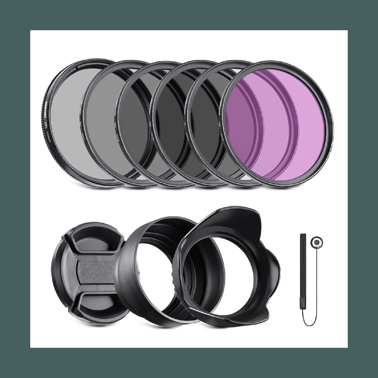 NEEWER 55mm ND Filter Kit and Lens Accessories, ND2 ND4 ND8 UV FLD CPL ...