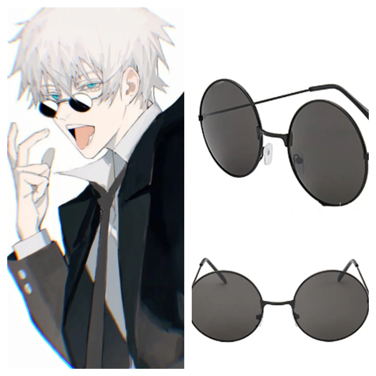 Cosplay Gojo Satoru Glasses Eyewear Jujutsu Kaisen Black Sunglasses ...