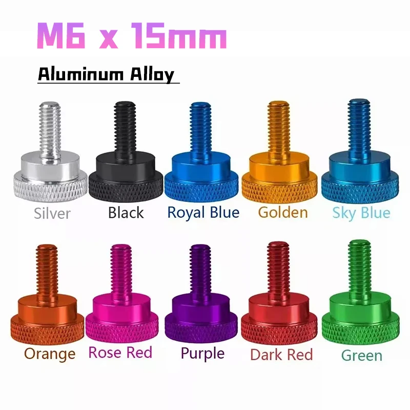 1Pcs/lot M6 x 15mm Anodize Aluminum Alloy Knurled Thumb Screw High ...