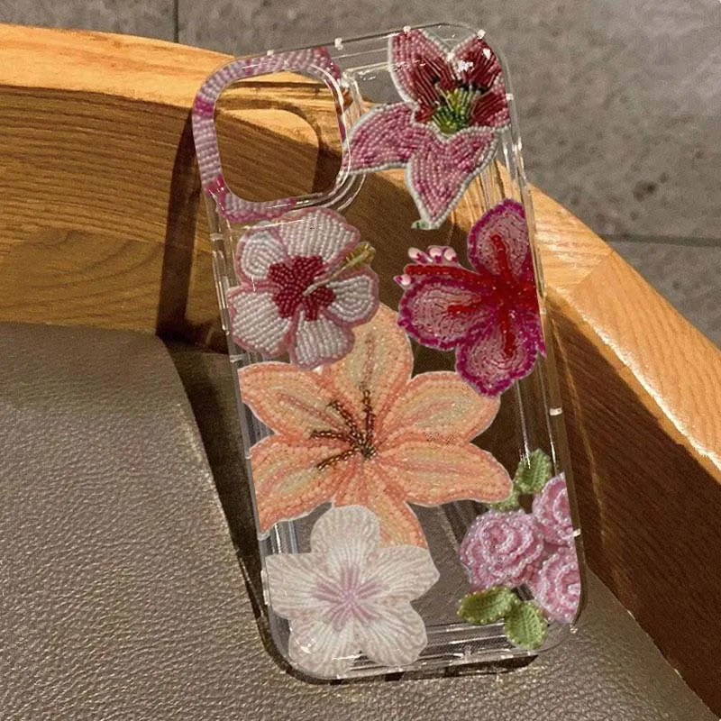 Bead Flower Element Pattern Print Soft Silicone Phone Case For iPhone ...