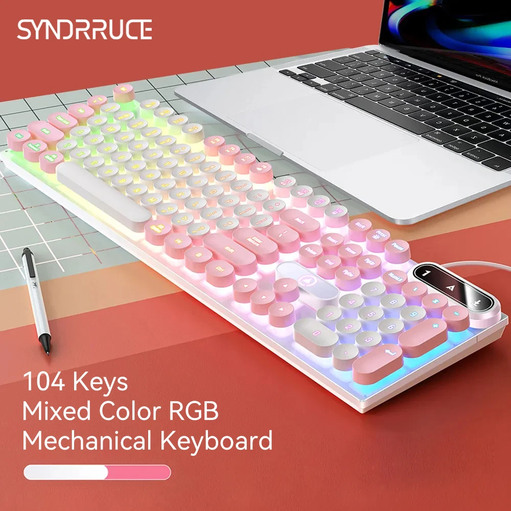 Mechanical-Keyboard-104Keys-Compact-Blue-Red-Switch-Cooling-RGB-Keypad ...