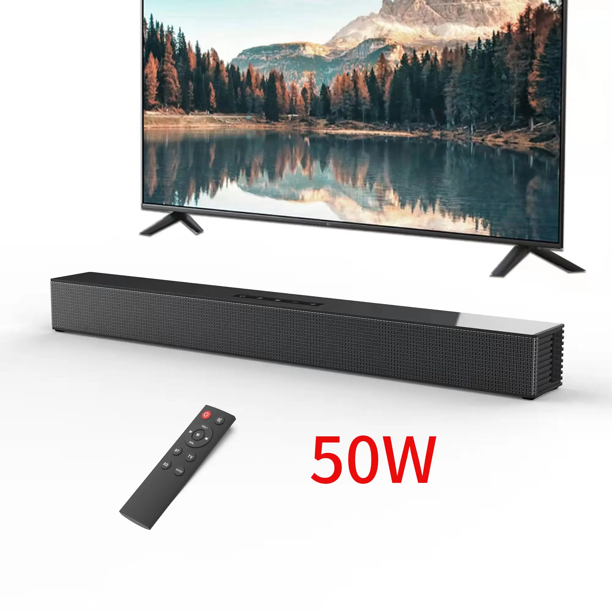 50W TV Mini Soundbar Home Theater Sound Bar Wireless Bluetooth 5.0 HiFi Speaker for TV/PC Wall ...