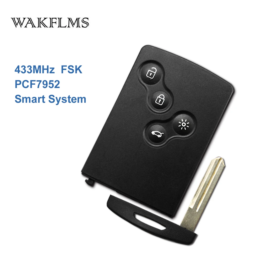 4 Buttons Smart Remote Key 433mhz With Pcf7952 Chip For Renault Koleos ...