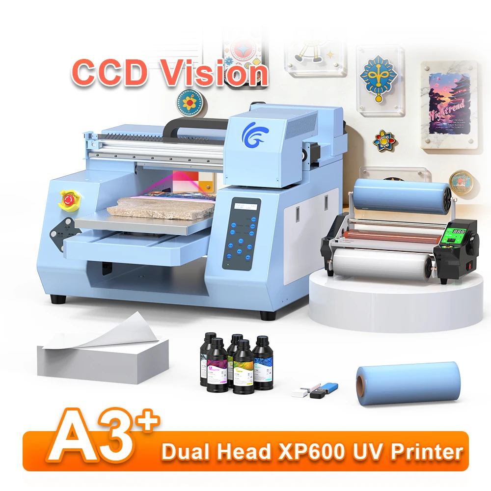 A3+ DualHead UV printer XP600 UV DTF Flatbed Printer For UV DTF Sticker ...