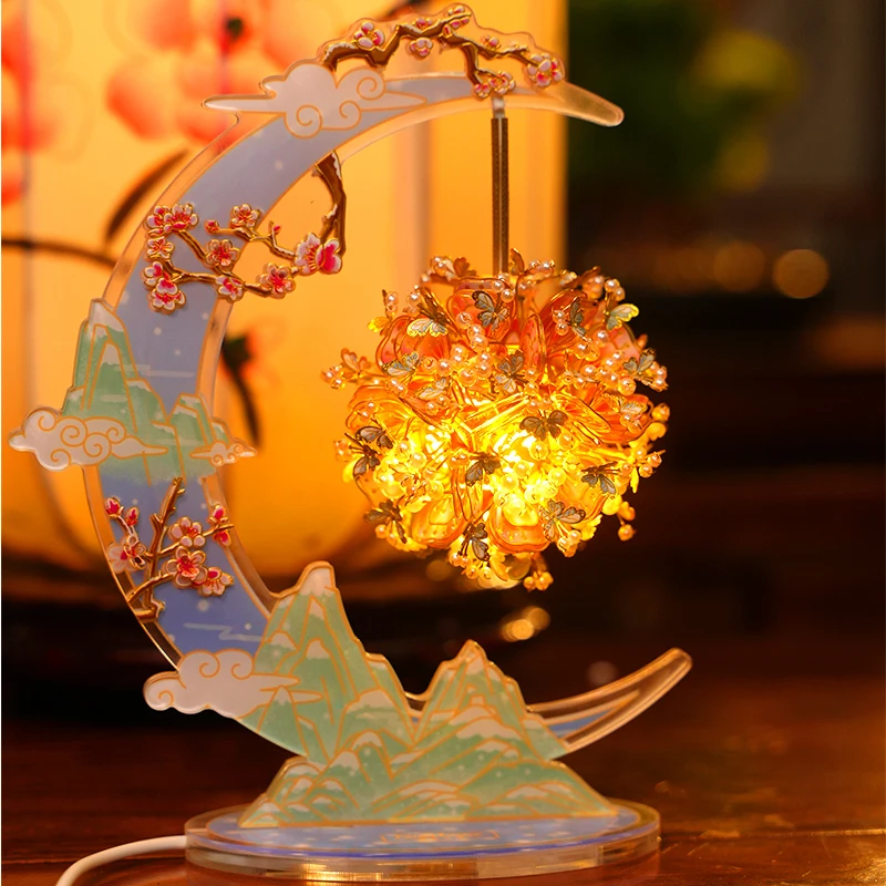 NEW DIY 3D Metal Puzzle Moon Flower Night Lamp With USB Lights Model ...