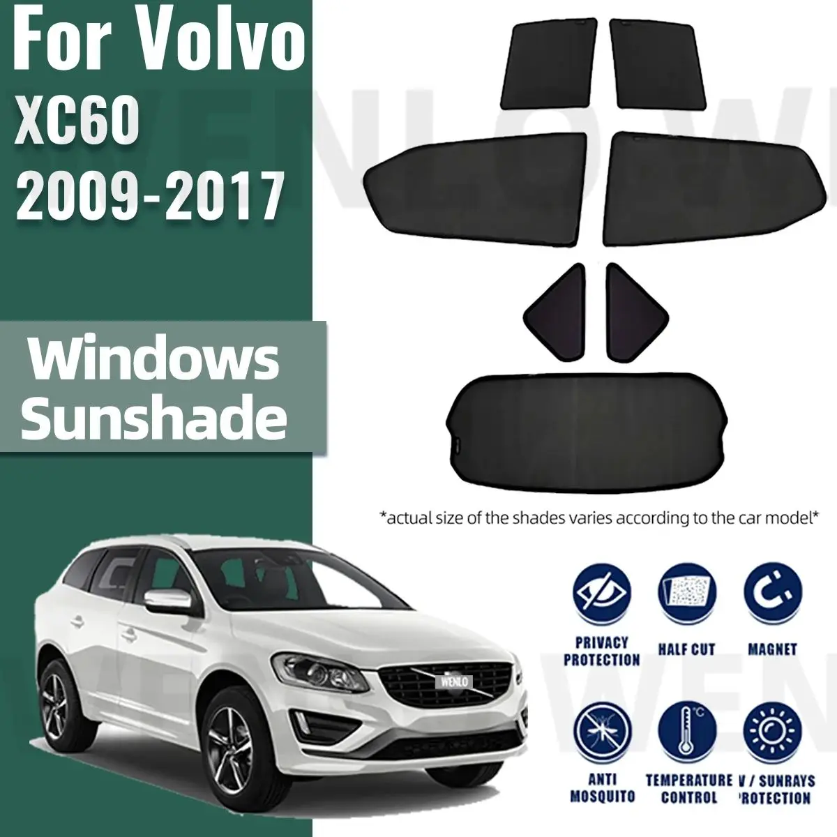 For Volvo XC60 2009-2017 Side Window Sun Shade Visor Magnetic Car ...