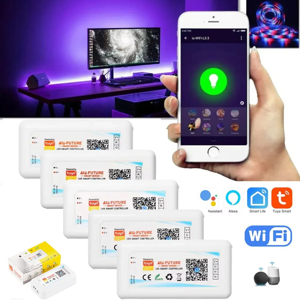 Tuya Wifi LED Controller DC5V-24V Dimmer Support Smart Life APP Alexa ...