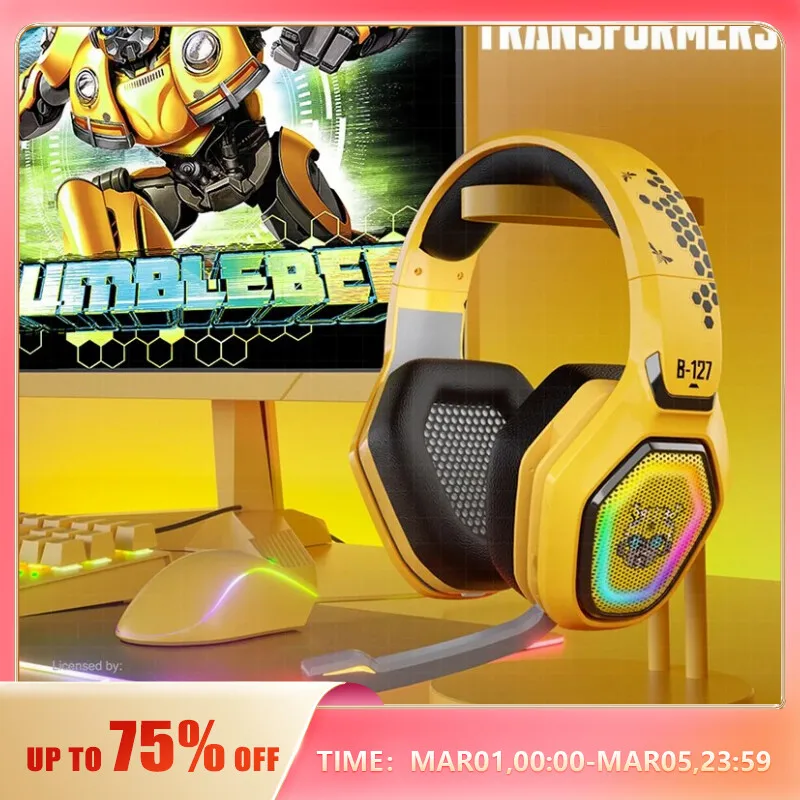 Transformers TF-G01 Gaming Headphones Bluetooth 5.3 Wired Headset Low ...