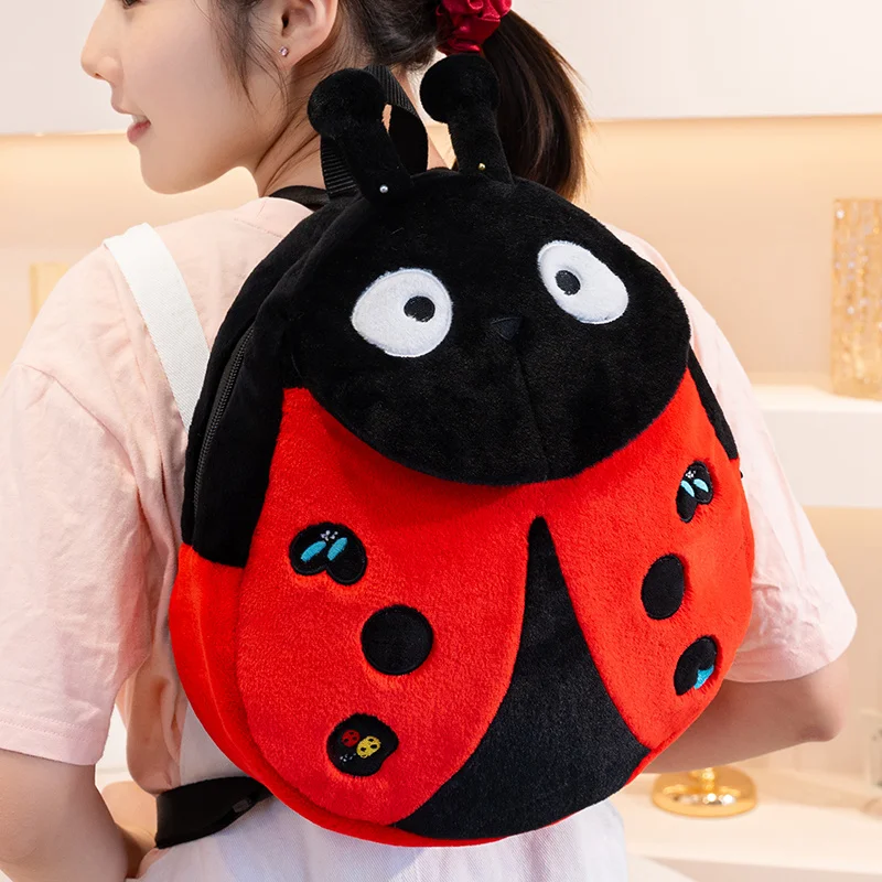 40CM Cartoon Beetle Plush Backpack Lovely Animal Seven-spotted Ladybug ...