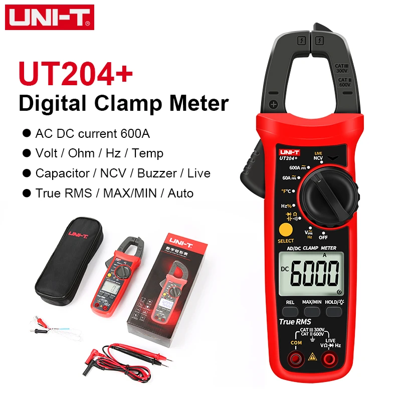 UNI-T-UT201-202-203-204-Plus-Digital-Clamp-Meter-400-600A-Current-Auto ...