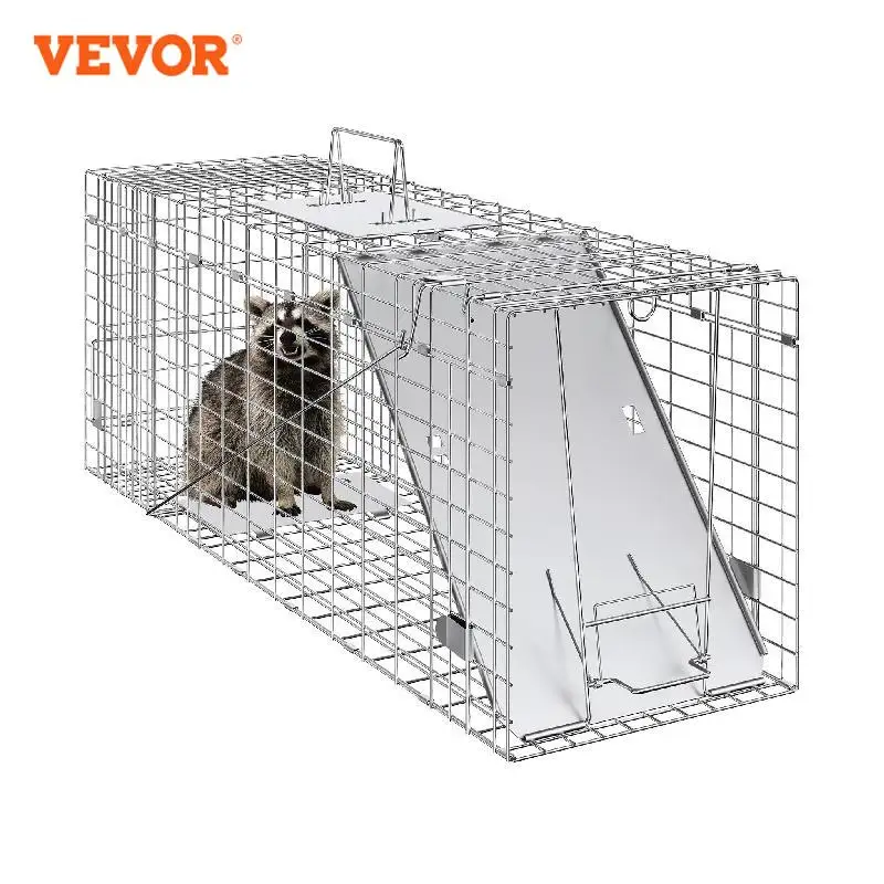 VEVOR-Live-Animal-Cage-Trap-Folding-Humane-Cat-Trap-Ferro-galvanizado ...
