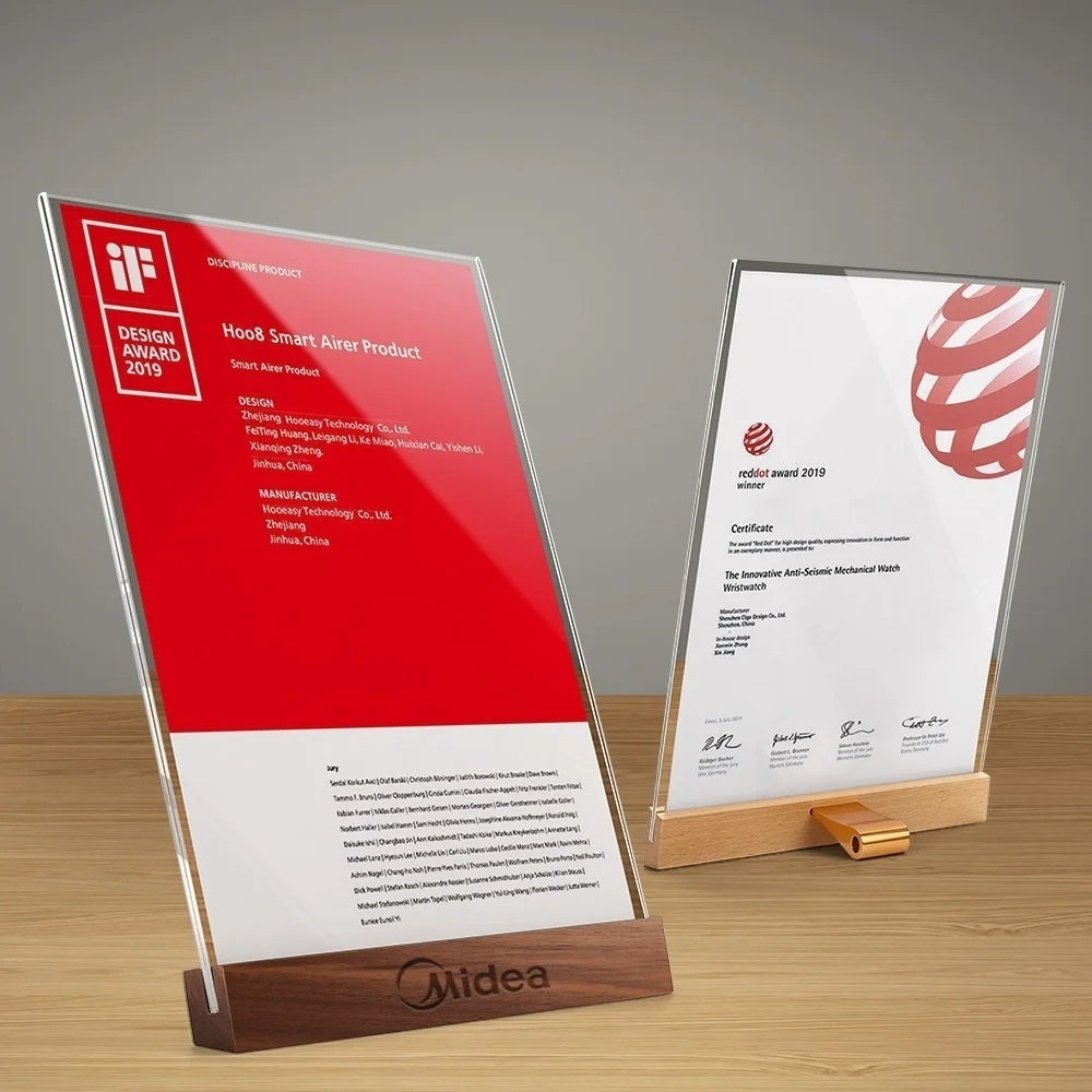 A4-Acrylic-Certificate-Stand-Tabletop-Document-Frame-2-Wood-Styles ...