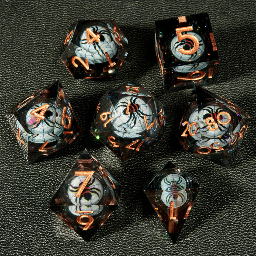 7PCS Resin Spider Dice Halloween DND Dice Set Polyhedral Resin Dice ...