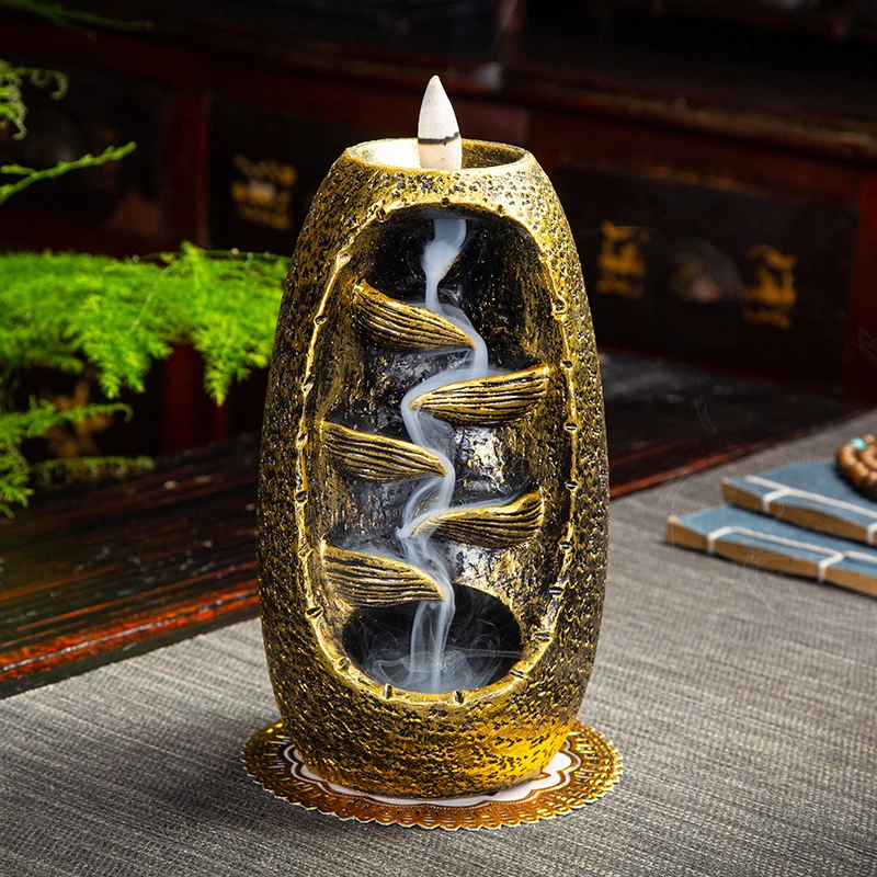 Quemador de incienso de cascada de antorcha hecho a mano, soporte de ...