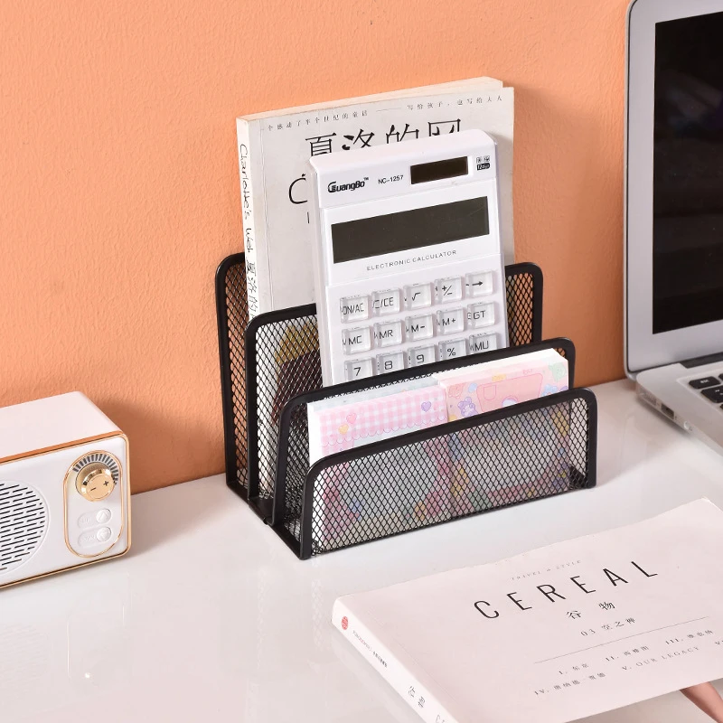 Laptop-Rack-Desktop-3-Tier-Black-Metal-Iron-Mesh-Rack-For-Magazine-File ...