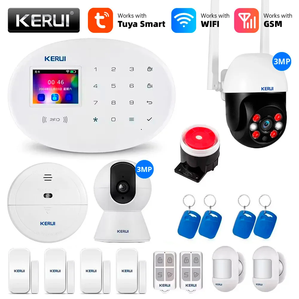KERUI-Tuya-WIFI-GSM-Alarm-System-Smart-Home-Security-Buglar-RFID-APP ...