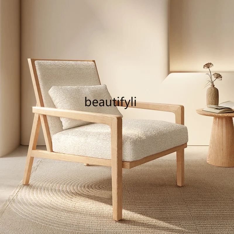 Nordic-Style-Solid-Wood-Fabric-Single-Seat-Sofa-Chair-Modern-Minimalist ...