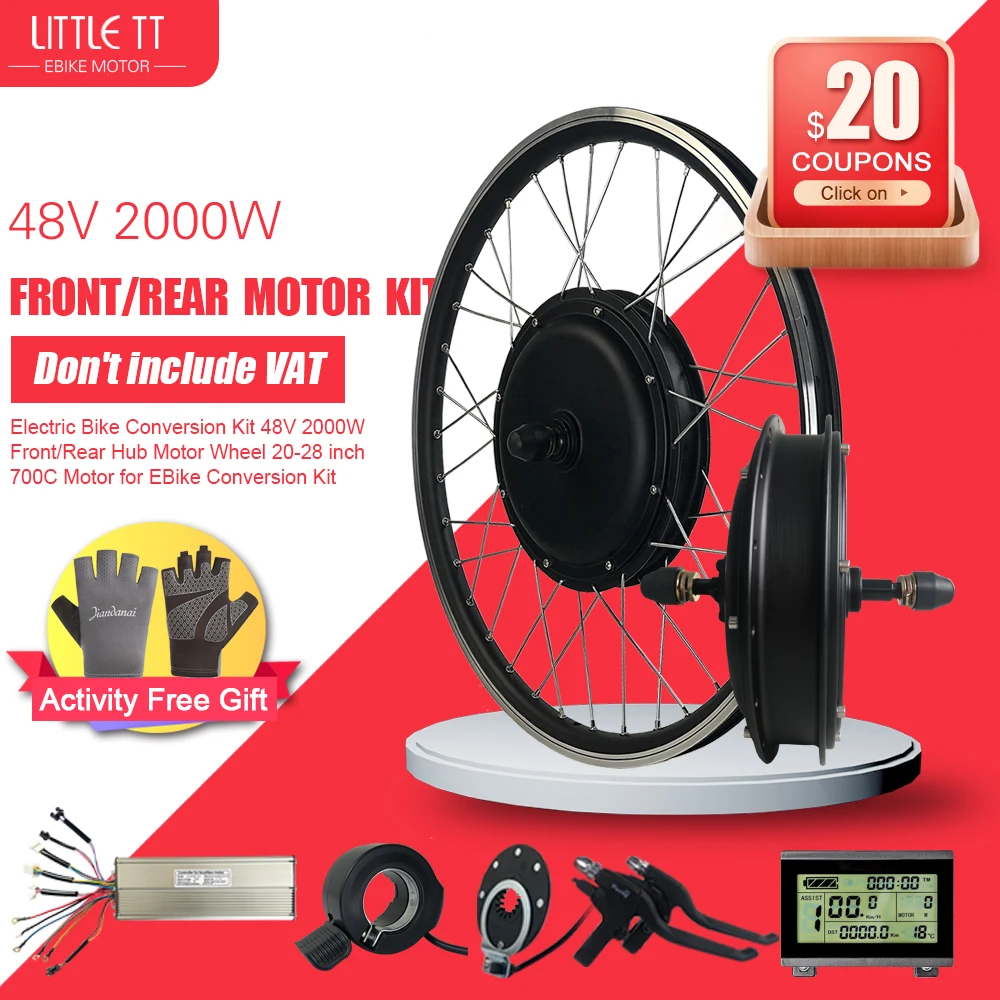 Kit de motorisation de vélo électrique, 20 29 pouces, 700C, 48V, 2000W ...