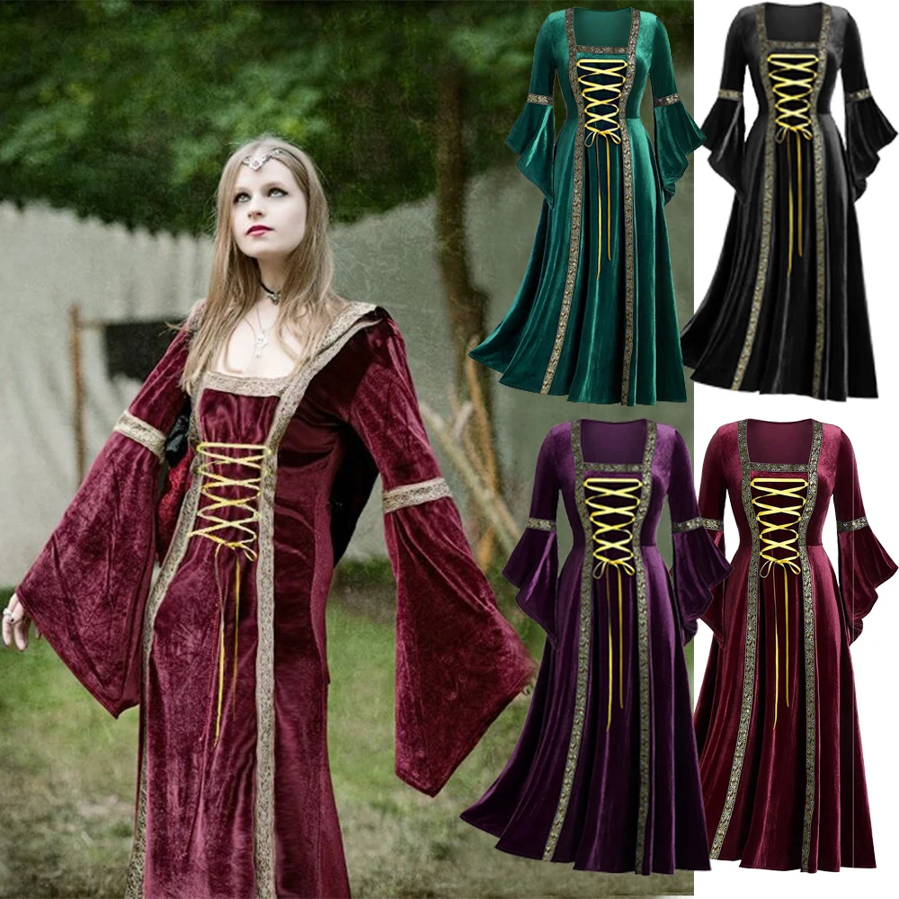 Renaissance-Costume-Women-Velvet-Irish-Dress-Medieval-Witch-Costumes ...