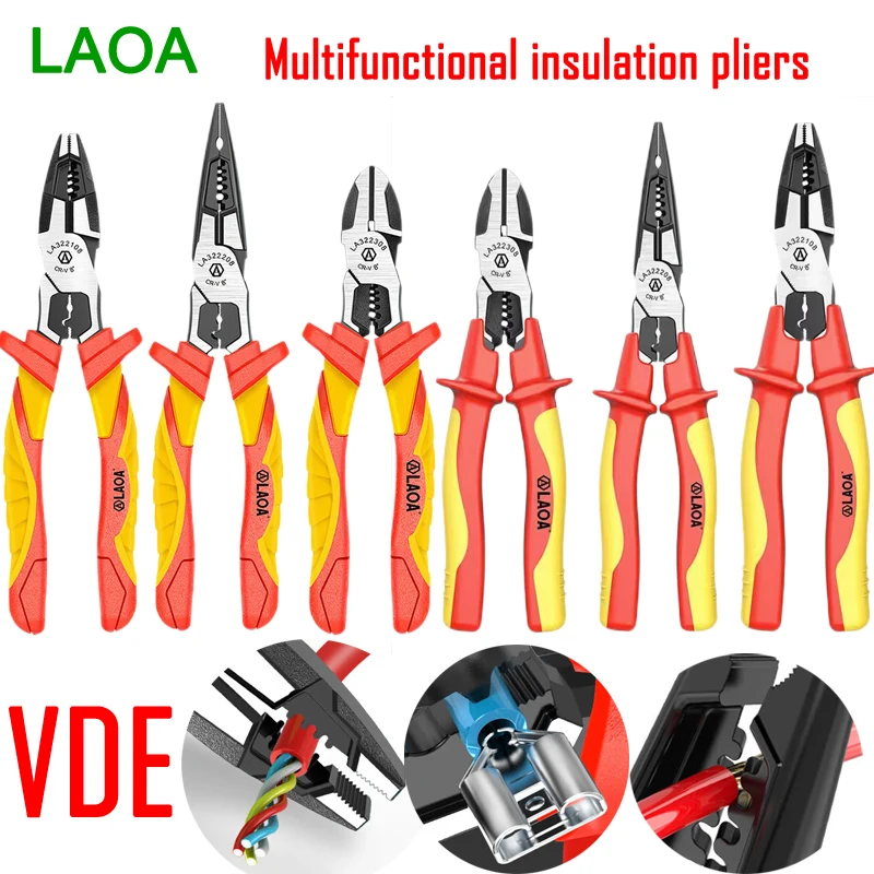 LAOA Insulated Pliers Set Needle Nose Wire Cutters Crimping Cable ...