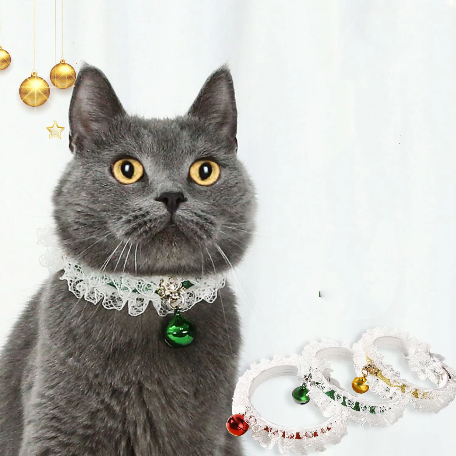 Lace-Cat-Collar-With-Bell-Adjustable-Safety-Buckle-Dog-Collar-Necklace ...