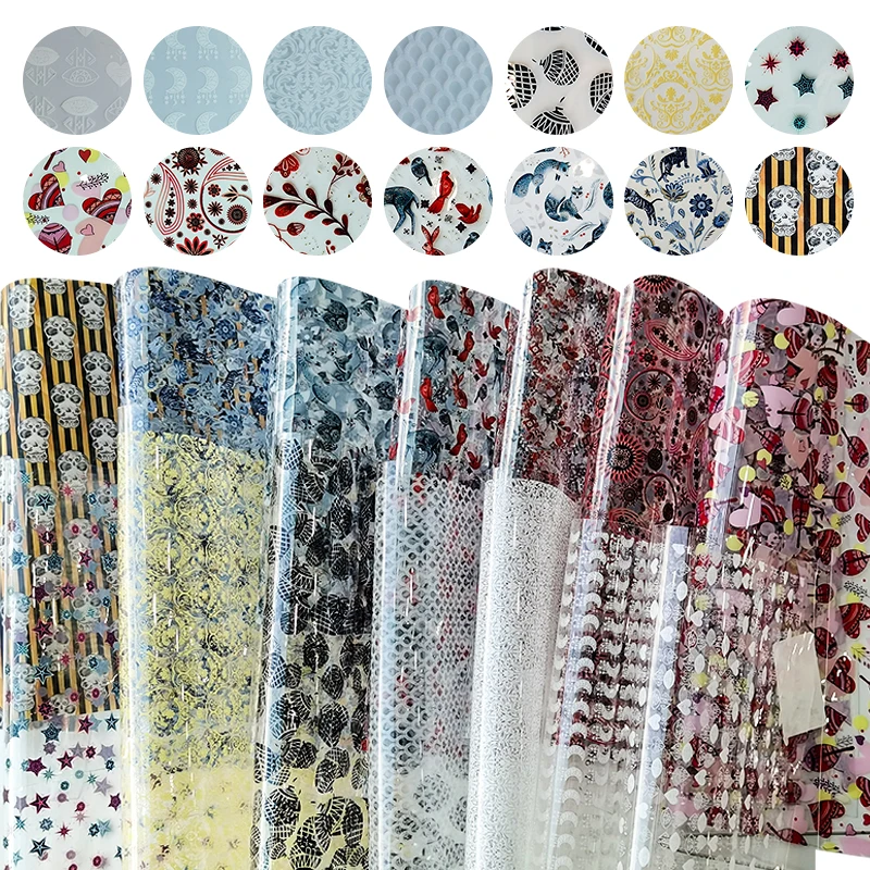 Plant-Printed-Jelly-Vinyl-Fabric-TPU-Faux-Leather-Rolls-Clear ...