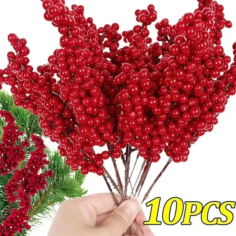 Christmas-Artificial-Red-Berry-Branches-Red-Holly-Berries-Branch-DIY ...
