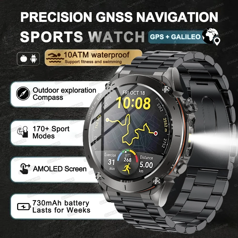 New Military GPS+Galileo Built-in Dual-band GNSS Smart Watch Compass ...