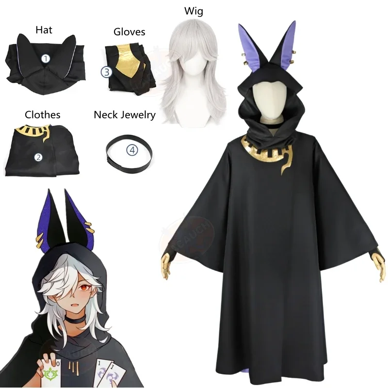 Genshin-Impact-Cyno-Cosplay-Black-Cloak-Hat-Gloves-White-Wig-Cosplay ...