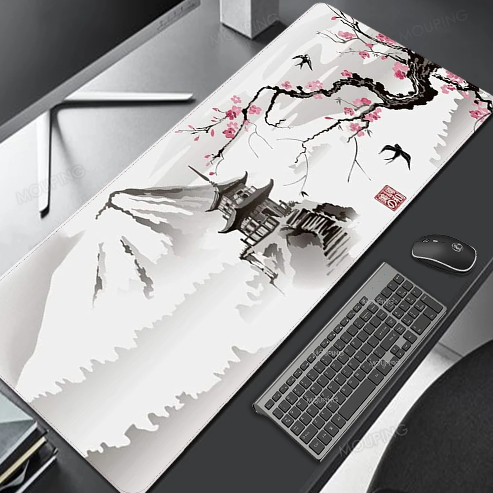 Arte Branca Sakura Mouse Pad, Japão Tapete, Computador Kawaii Deskmat ...