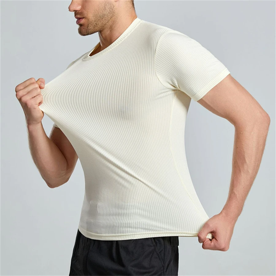 Quick-dry-T-shirt-Striped-stretch-T-shirt-Men-Short-Sleeve-Casual ...
