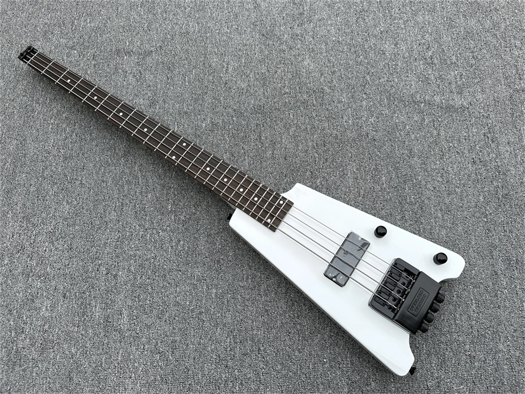 Factory-custom-headless-white-4-string-electric-bass-rosewood ...