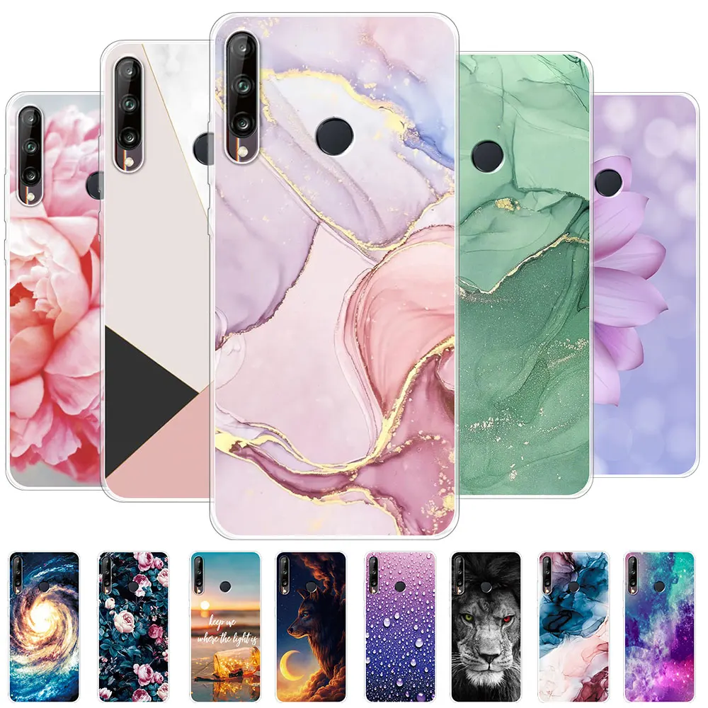 For Huawei P40 Lite E Case huawei Y7P Cover Marble Soft Clear Silicone ...