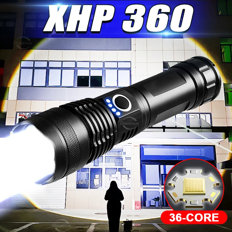 XHP360-Led-Flashlight-18650-Rechargeable-Torch-5000mAh-XHP50-Tactical ...