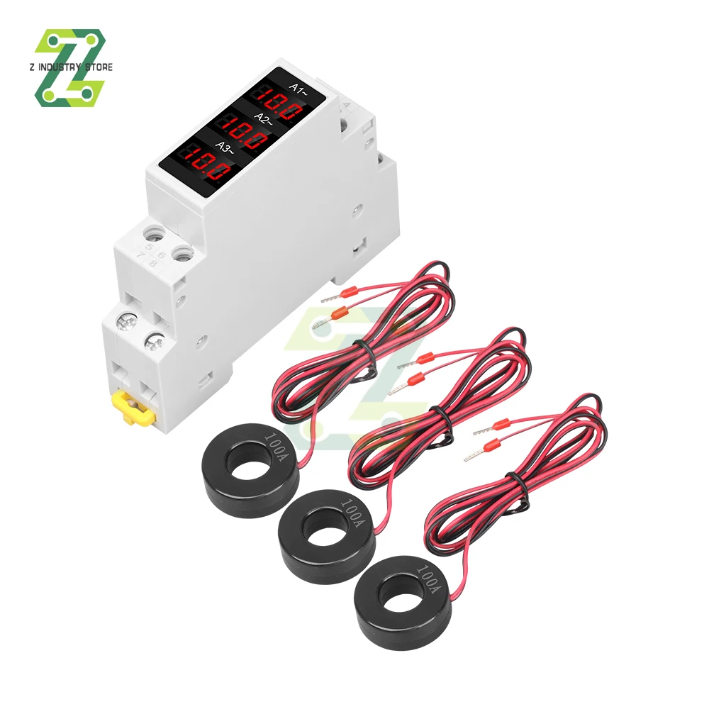 SDM010A-35mm-Din-AC-80-500V-Rail-Type-Three-phase-Ammeter-LED-Digital ...