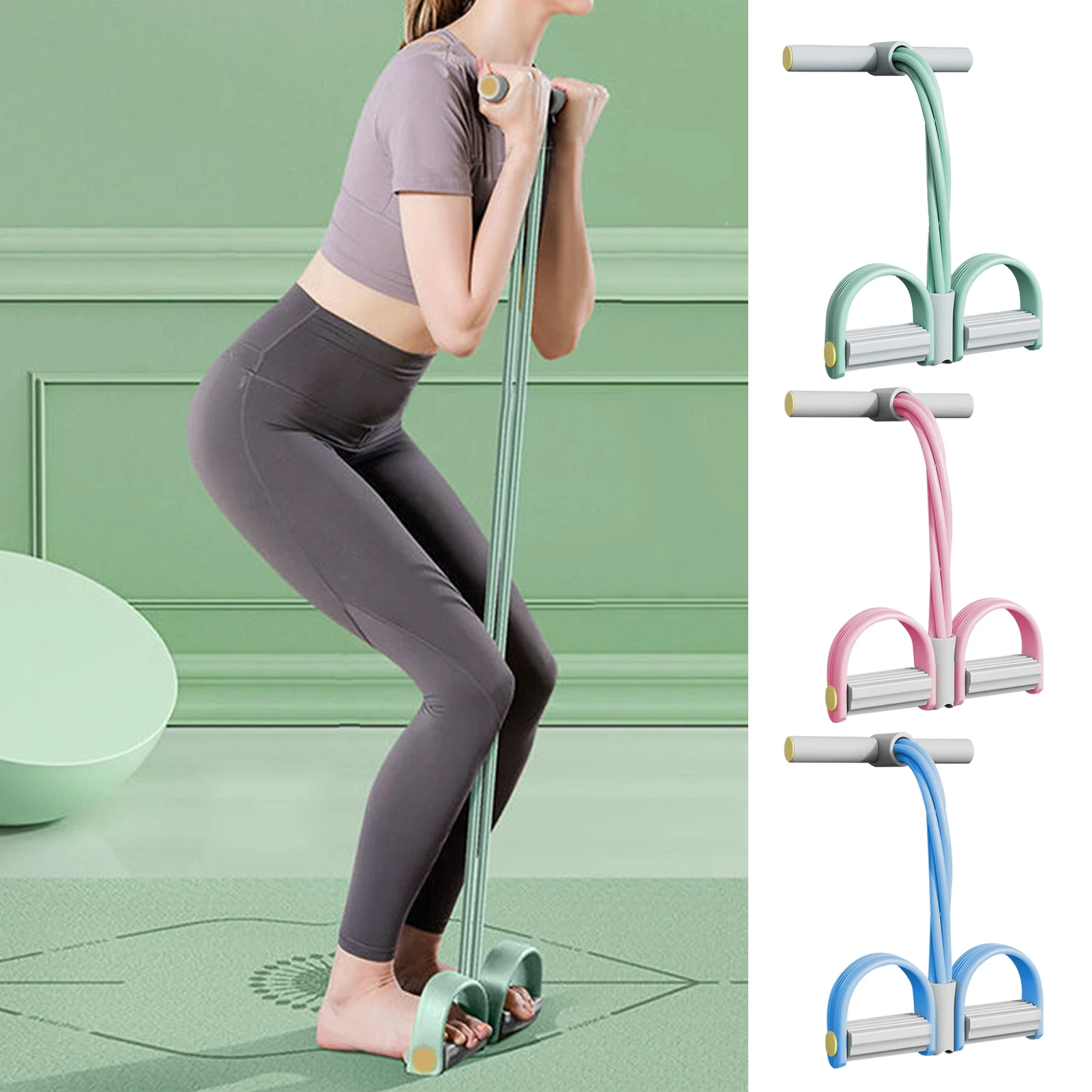 6-Tube Yoga Pedal Puller Portable Pedal Ankle Puller Resistance Band ...
