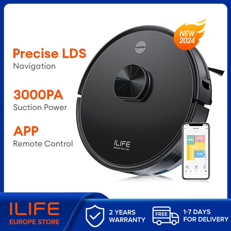 ILIFE-A20-Robot-Vacuum-and-Mop-Combo-LiDAR-Navigation-3000Pa-Suction ...