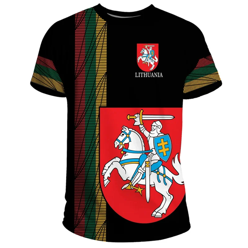 Lithuania-Flag-3D-Print-T-Shirt-Men-Lithuanian-National-Emblem-Pattern ...