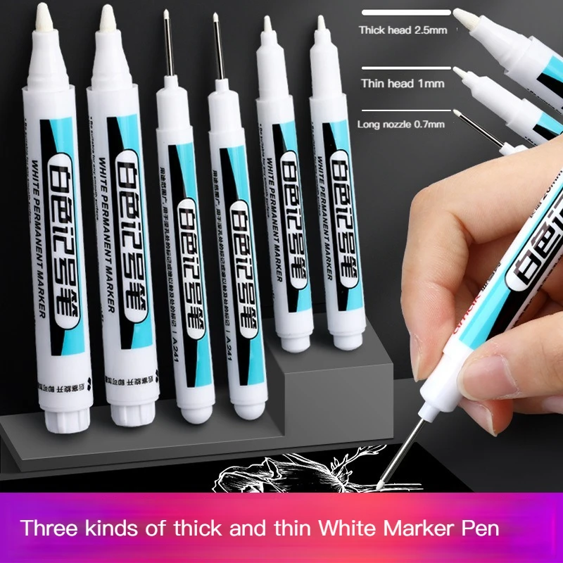 1/4Pcs White Permanent Paint Pen set for Wood Rock Plastic Leather ...