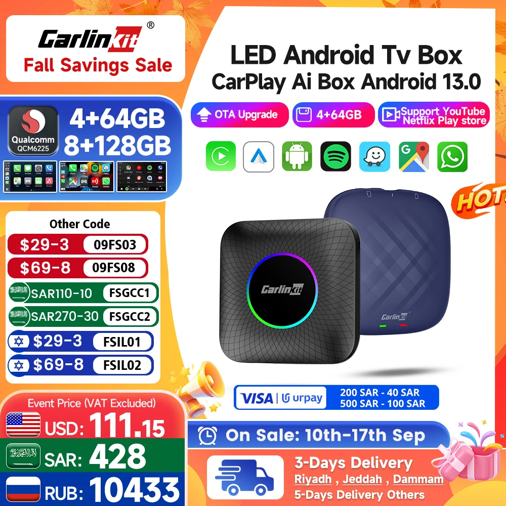 Carlinkit-Ai-Box-Android-13-Led-Wireless-Android-Auto-CarPlay-Smart-Tv ...