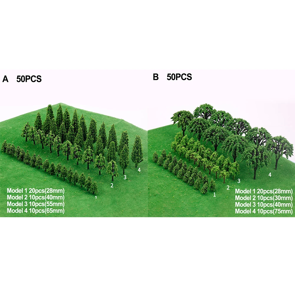 50pcs-Miniature-Trees-Model-Train-Railroad-Wargame-Scenery-Landscape ...