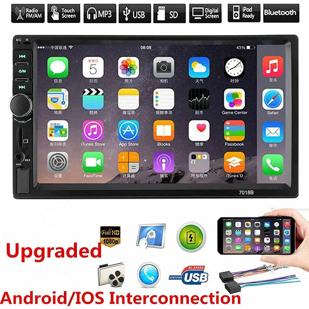 New-2-Din-Car-Radio-7-HD-Touch-Screen-Audio-Stereo-7018B-Video-MP5 ...