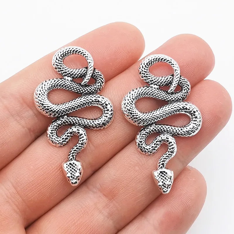 JINDINSP 4Pcs 43*25mm Alloy Antique Silver Color Snake Charms Pendant ...