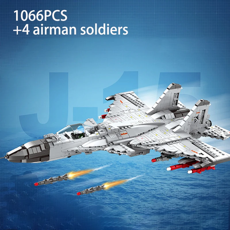 1066Pcs 군사 캐리어 전투기 J15 항공기 모델 빌딩 블록 비행기 미사일 군인 벽돌 어린이 장난감 소년 선물| | - AliExpress