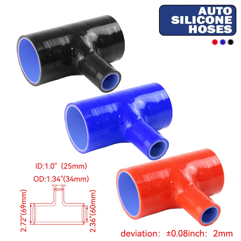Silicone Hose T-piece T Shape 60mm 2.36" For 25mm Id Bov 3 Way+clamps ...