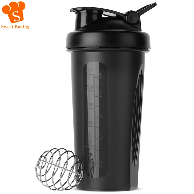 600ml Portable Protein Powder Shaker Bottle Leak Proof Water Bottle for ...
