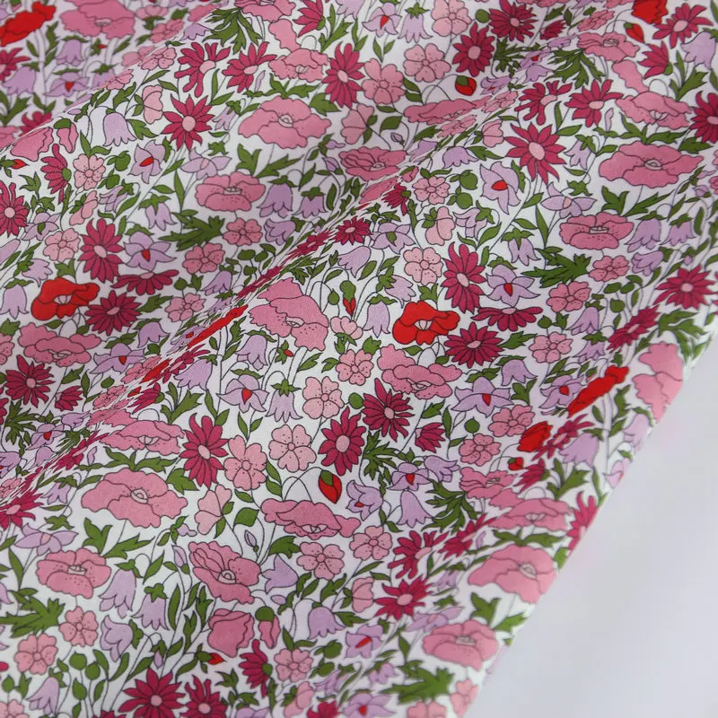 poppy-forest-pink-flowers-print-custom-tana-liberty-London-print-fabric ...