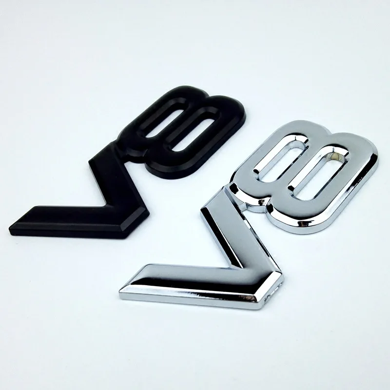 3D-Black-Chrome-Metal-V8-Logo-Car-Fender-Emblem-Trunk-Badge-Decals-For ...