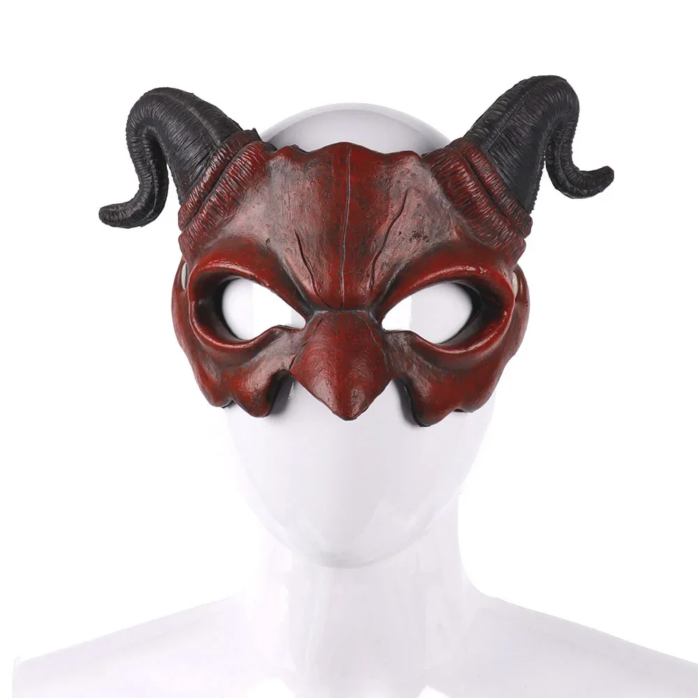 Halloween-Devil-Horror-Half-Face-Mask-Scary-Horn-Ghost-Mask-Monster ...