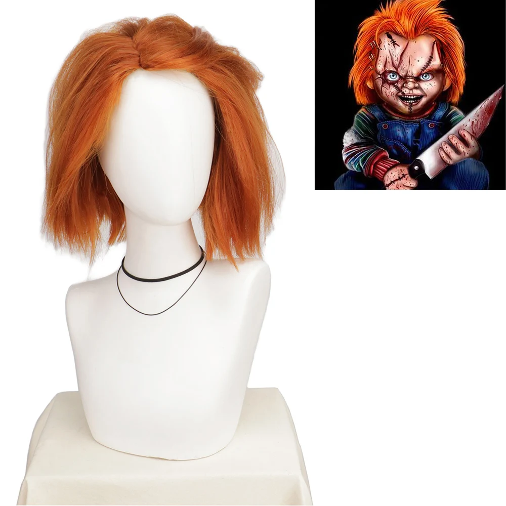 Peluca corta de Cosplay de Seed of Chucky naranja, pelucas de disfraz ...